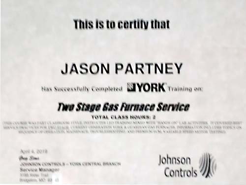 HVAC Certifications - Partney Heating & Cooling